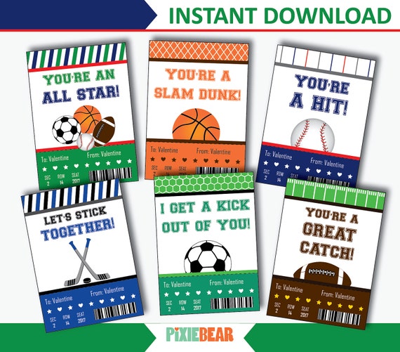 Sports Valentine Cards for kids - Sports Valentines Day Cards - Sports ...