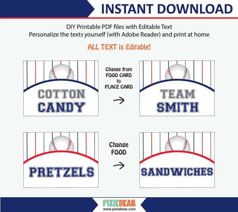 Baseball Food Labels Baseball Food Tent Cards Buffet Signs - Etsy