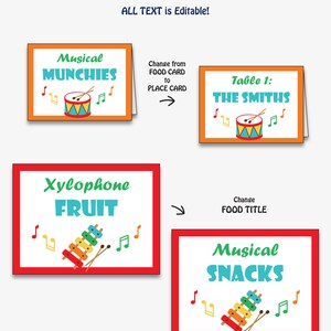 Music Birthday Food Labels Printable Music Party Food Signs - Etsy Canada
