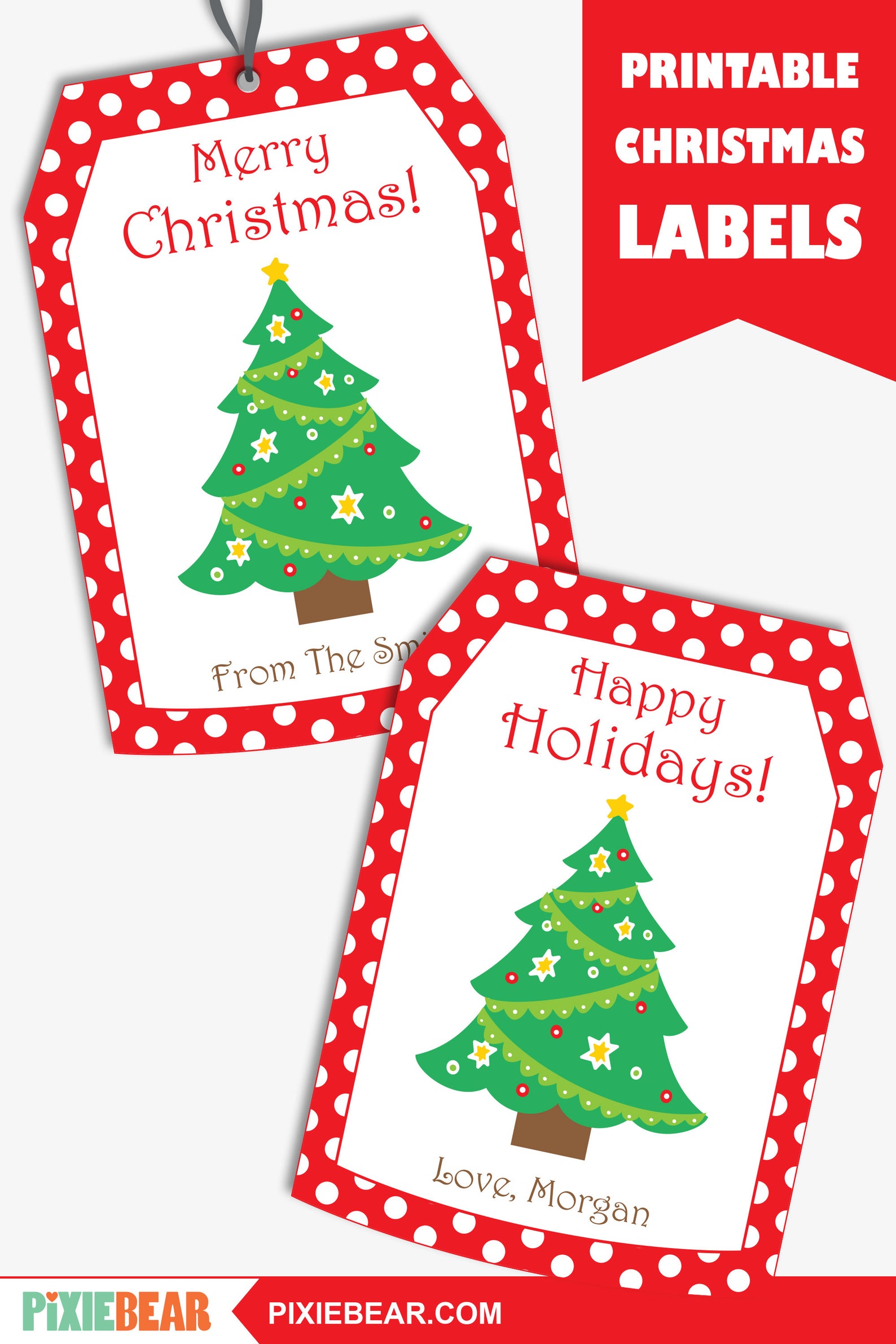 Christmas Tree Tags Printable Christmas Gift Tags for Kids | Etsy