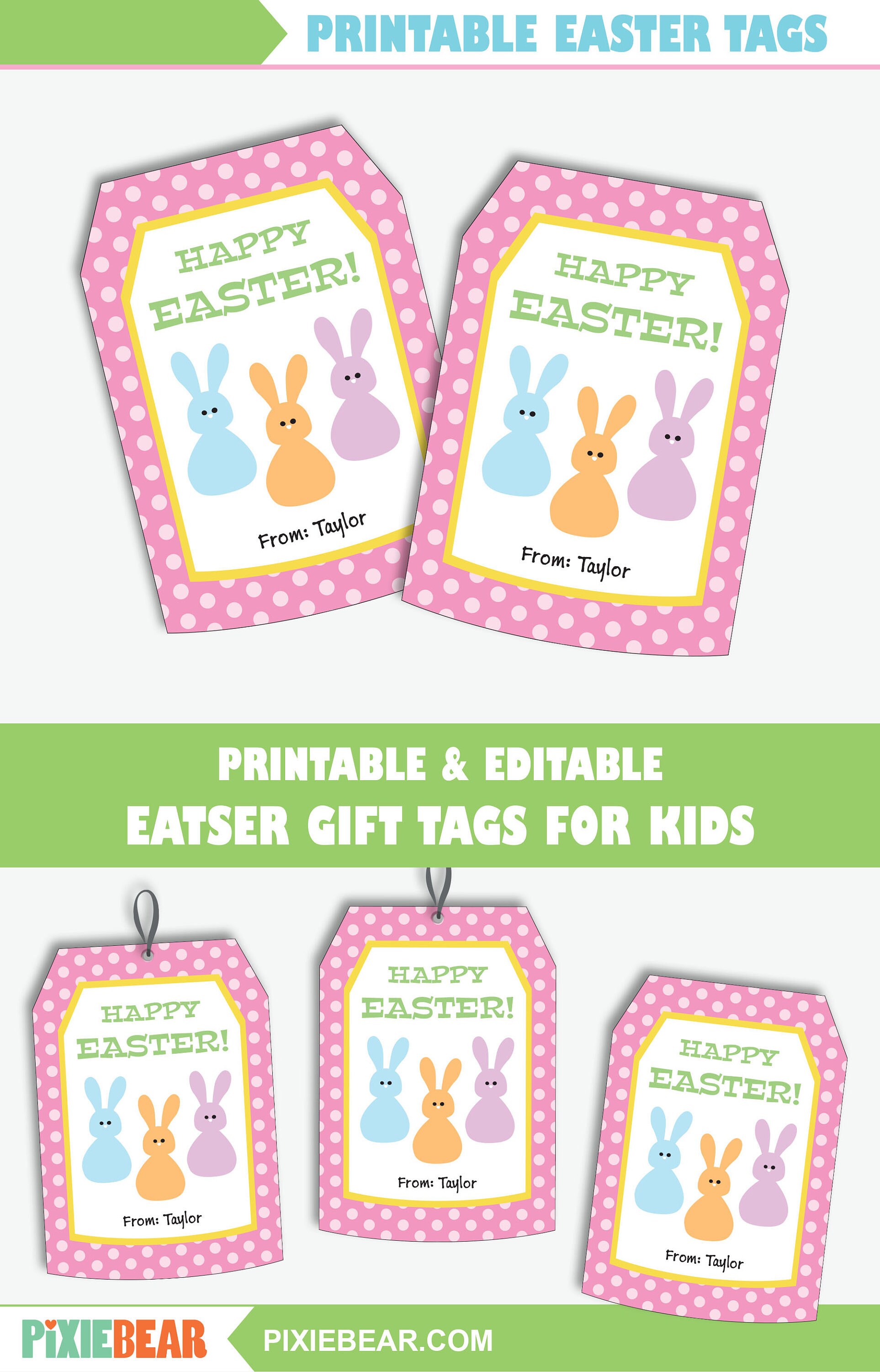 Instant Download Easter Bunny Gift Tag Editable Editable Printable ...