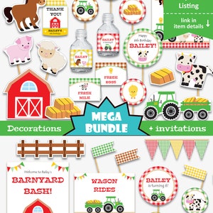 Farm Party Thank You Tag, Printable Farm Birthday Tag, Barnyard Party ...