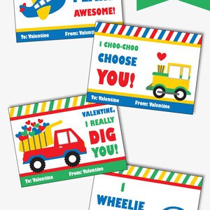 Transportation Valentine's Day Classroom Cards Printable Kids Valentine ...