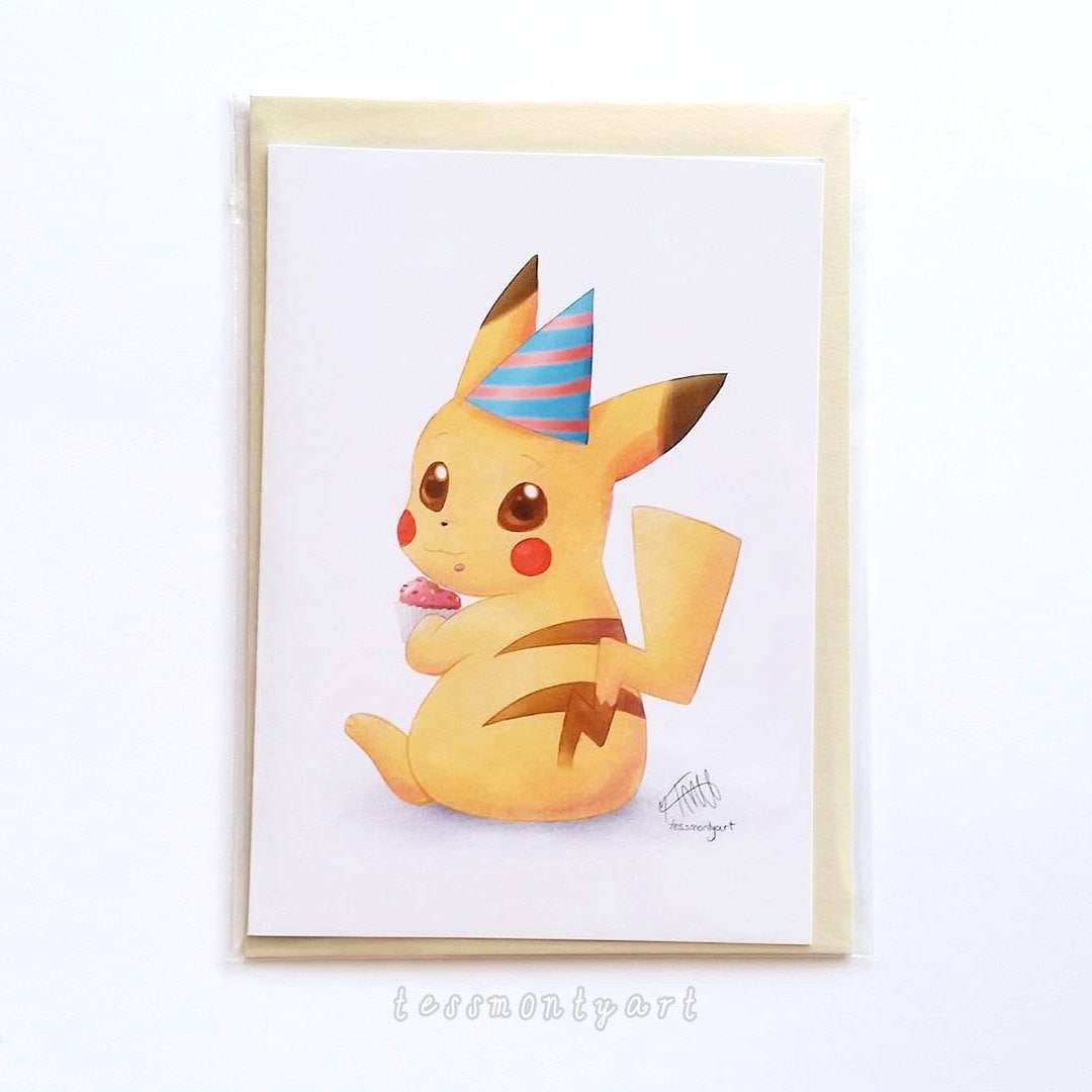 Pokemon Birthday Card Pikachu Blank Inside Etsy