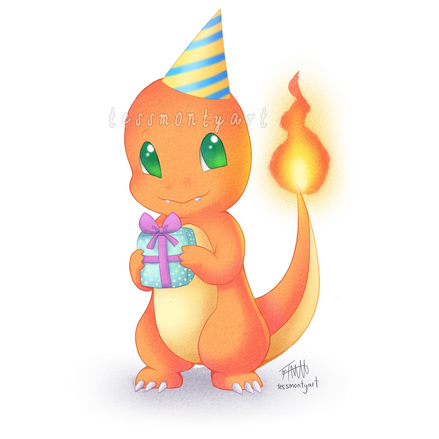 Pokemon Birthday Card Charmander Blank inside | Etsy