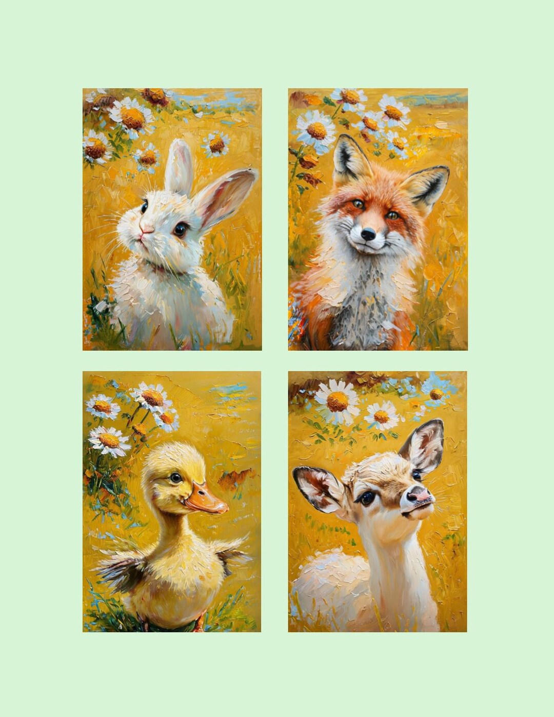 Bundle & Save! 4 Spring Digital Art Images, Whimsical Impressionist ...