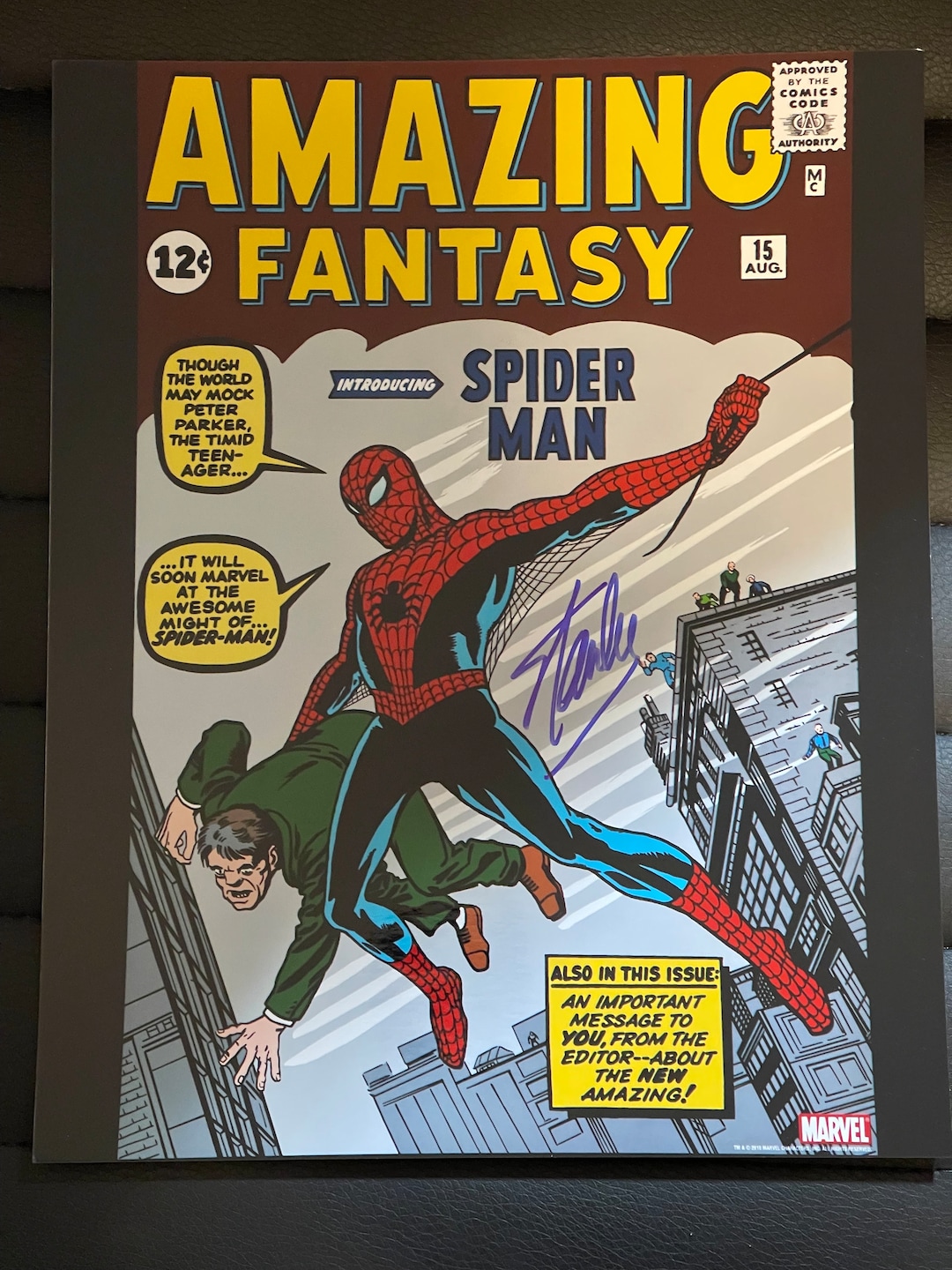 Stan Lee Autograph Amazing Fantasy 15 Spider-man Glossy Photo With ...