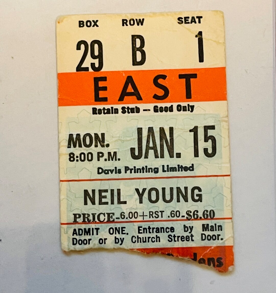 Neil Young Rare Concert Ticket Stub 1980s - Etsy