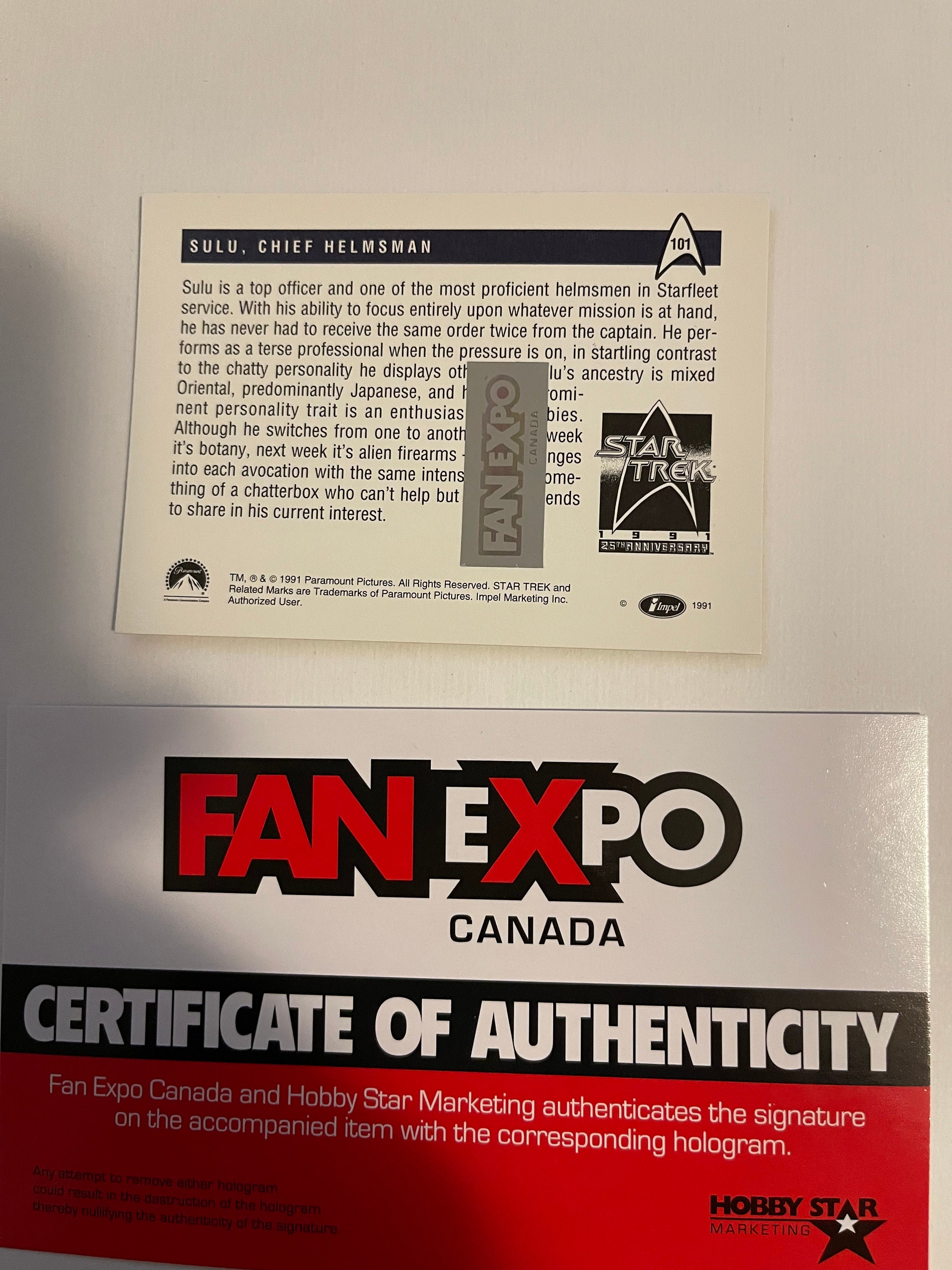 Star Trek Sulu George Takei Signed in Person Autograph Card With ...