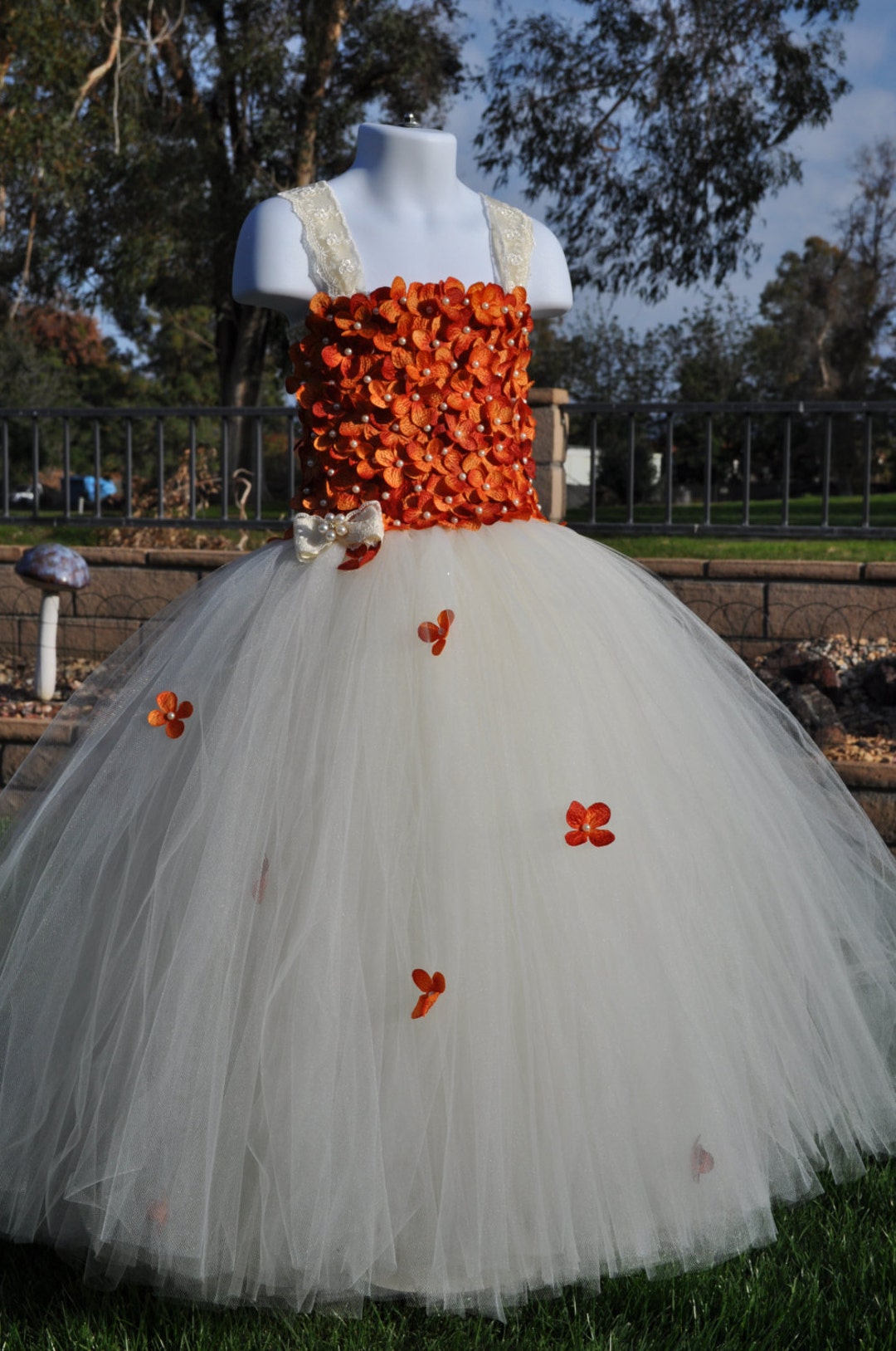 Ivory Rust Flower Girl Dress, Girls Rust Dress, Rust Ivory Lace ...