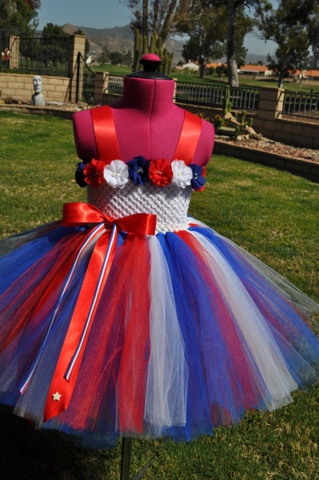 Girls Patriotic Dress, Red White Blue Toddler Dress, 4th of July Flower ...