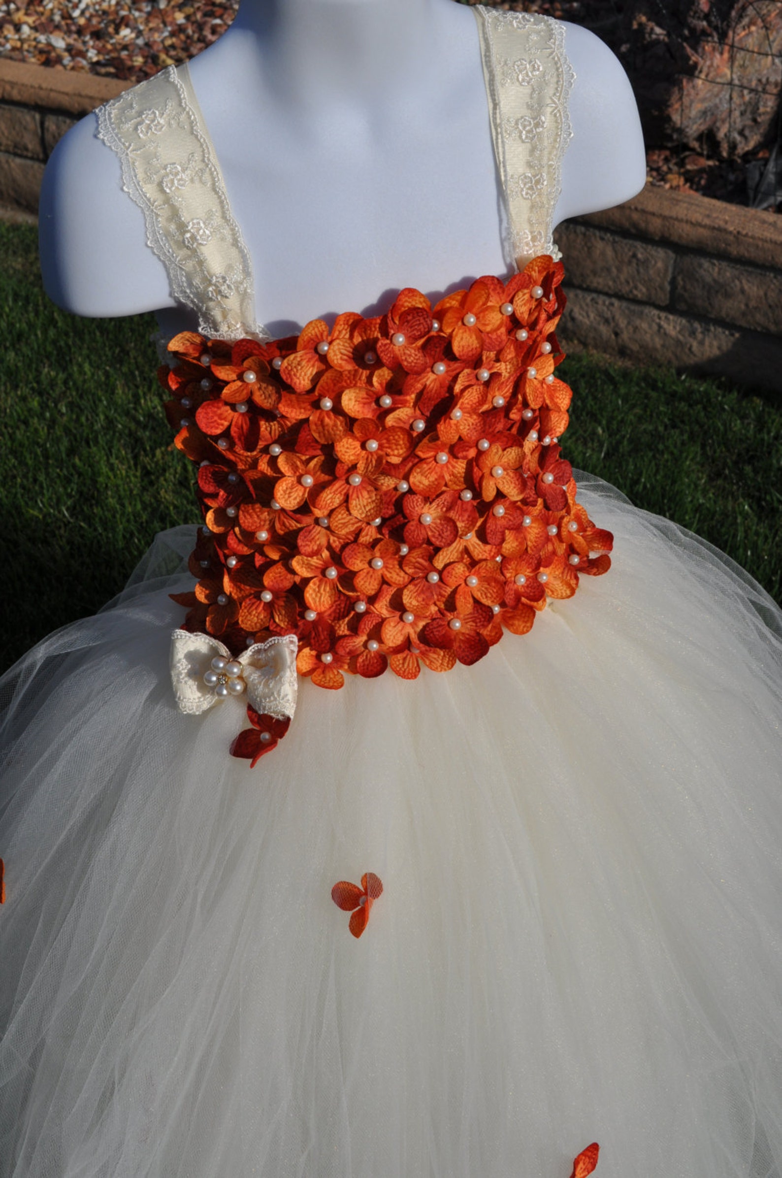 Ivory Rust Flower Girl Dress Girls Rust Dress Rust Ivory | Etsy