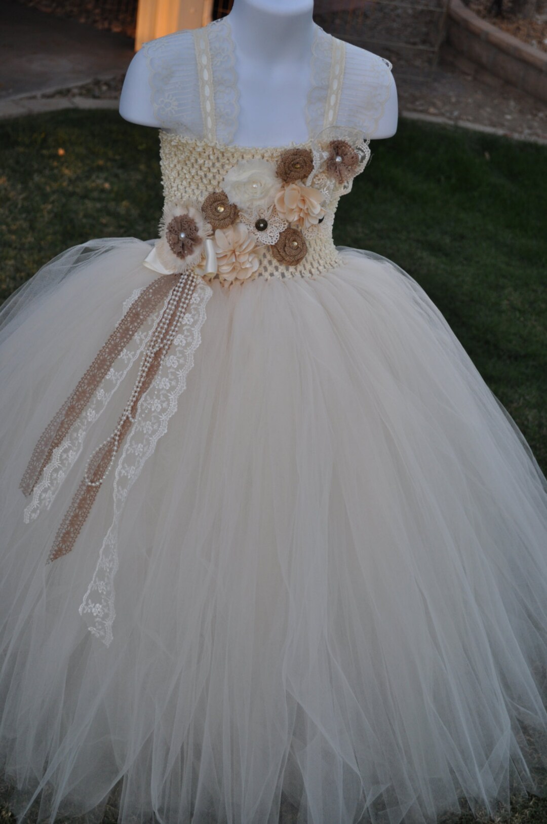 Rustic Flower Girl Dress, Vintage Inspired Girls Dress,burlap Lace ...