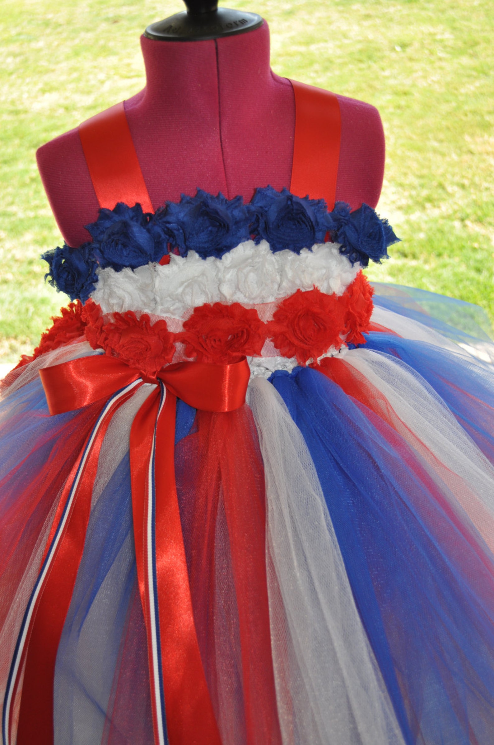 Girls Patriotic Dress, Red White Blue Toddler Dress, 4th of July Flower ...