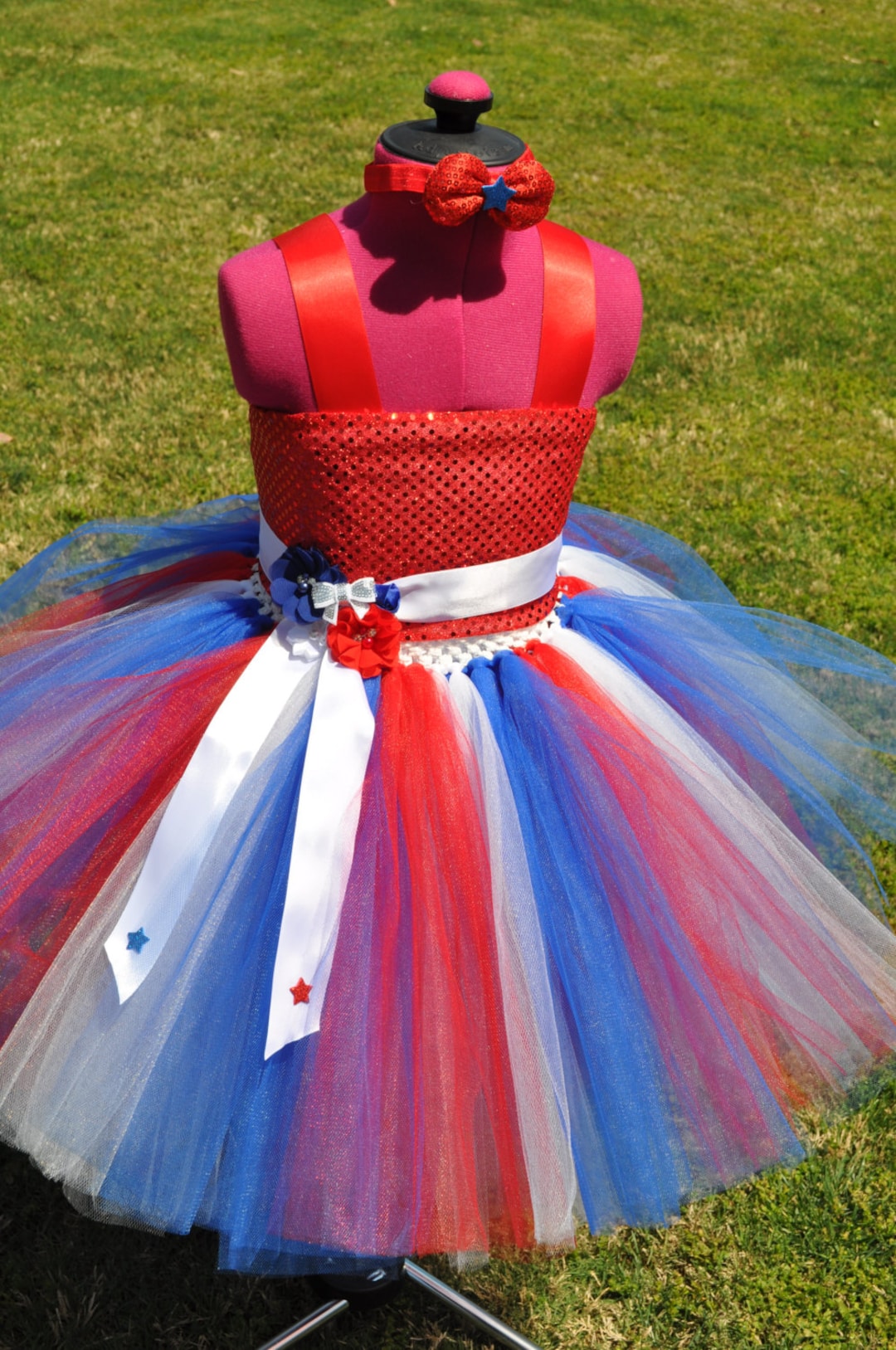 Girls Patriotic Dress, Red White Blue Toddler Dress, 4th of July Flower ...
