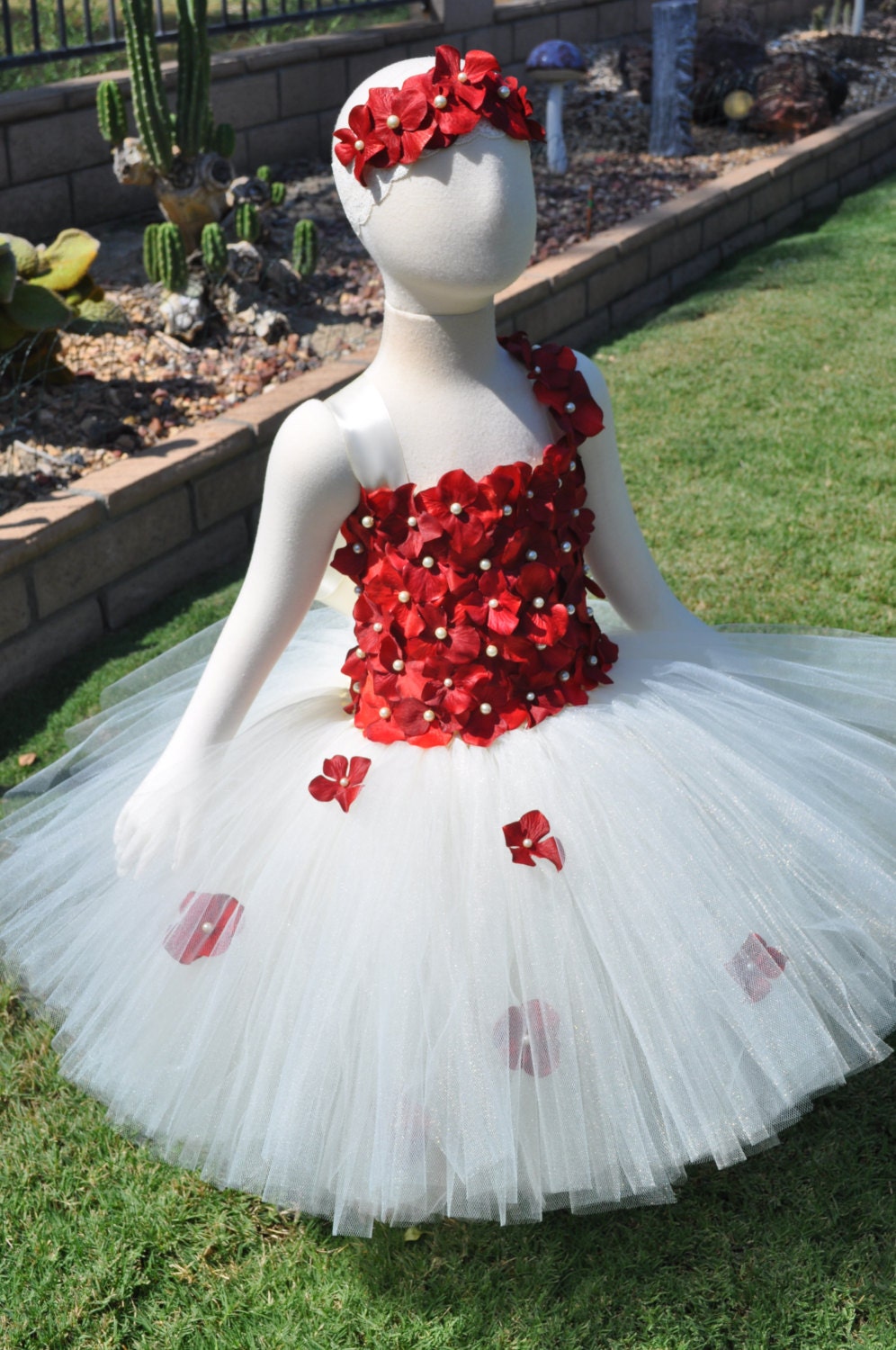 Red Ivory Flower Girl Dress Special Occasion Infant Dress | Etsy