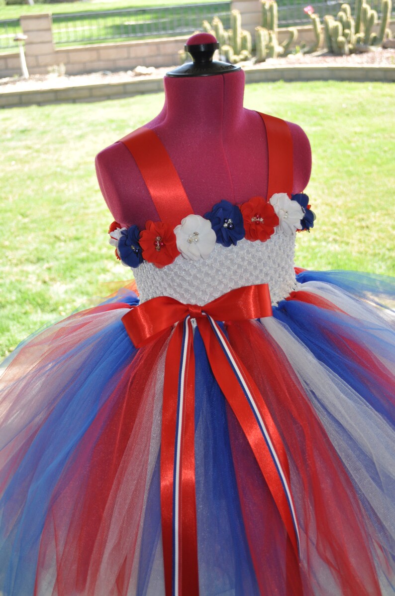 Girls Patriotic Dress, Red White Blue Toddler Dress, 4th of July Flower ...