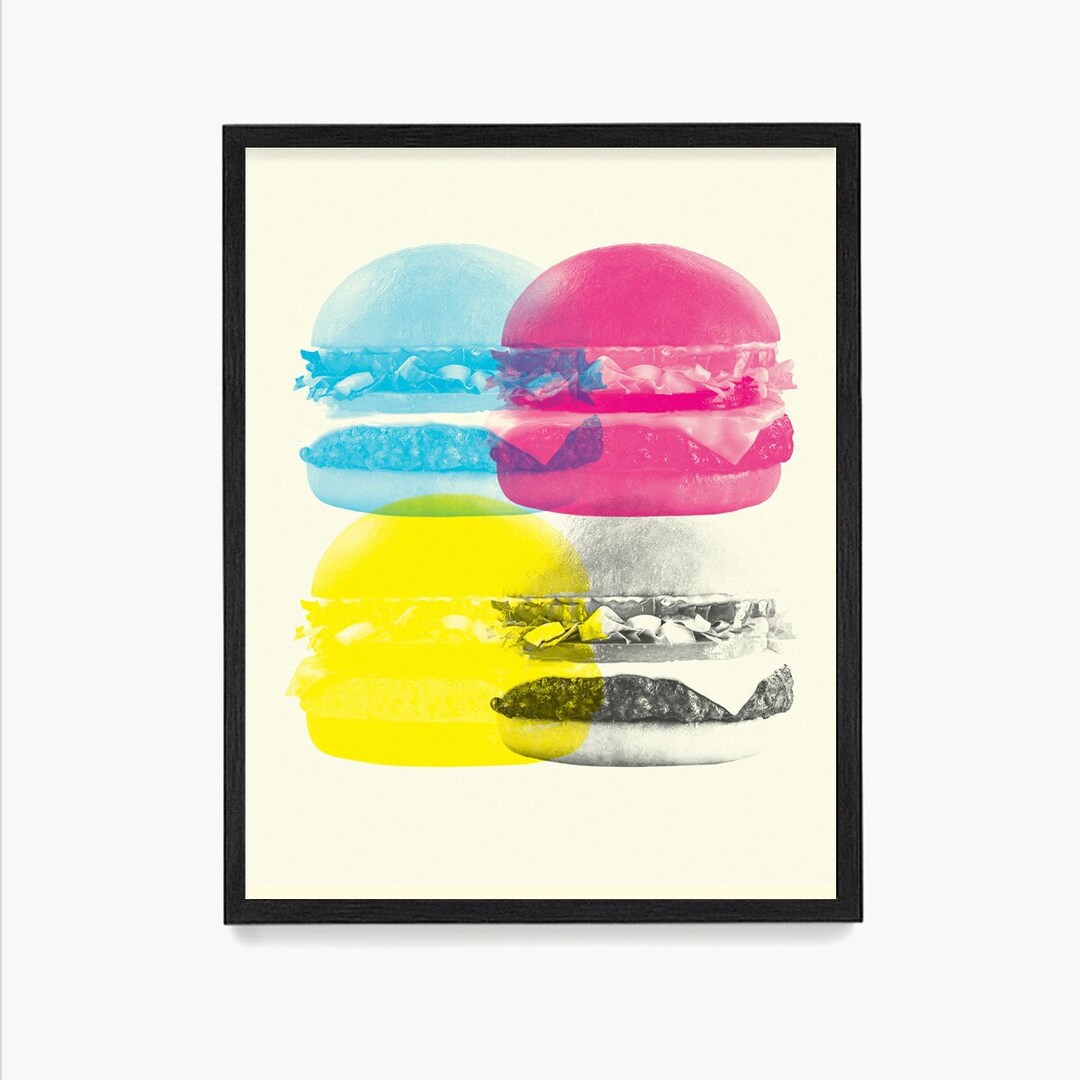 Cheeseburger Pop Art Poster, Food Art, Kitchen Wall Art, Colorful ...