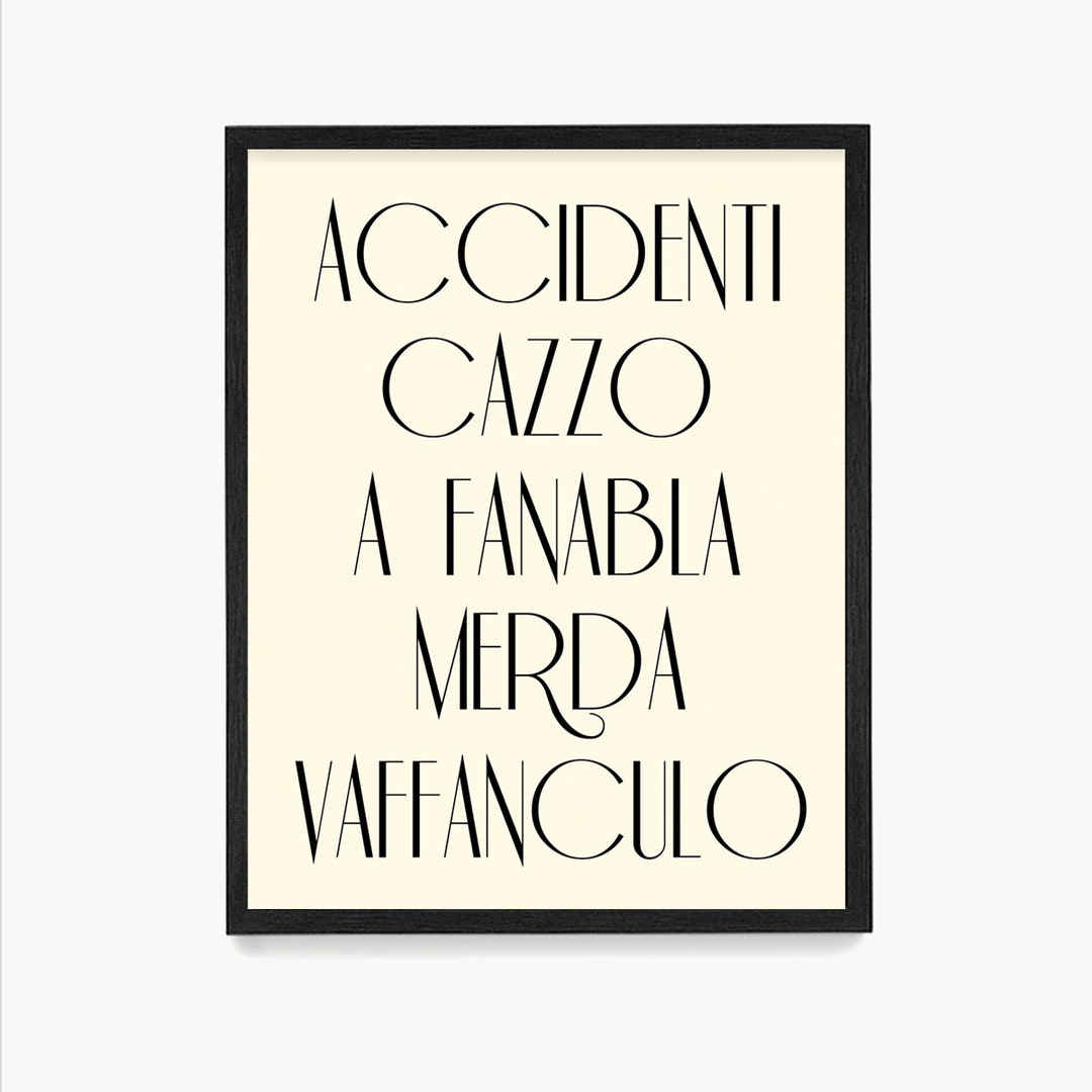Italian Swear Words Poster, Italian Language Poster, Italian Wall Decor ...