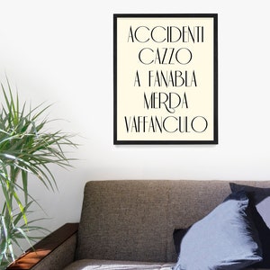 Italian Swear Words Poster, Italian Language Poster, Italian Wall Decor ...