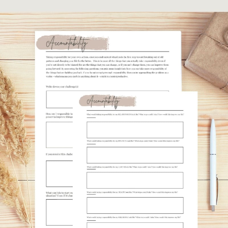 Accountability Worksheet - Etsy