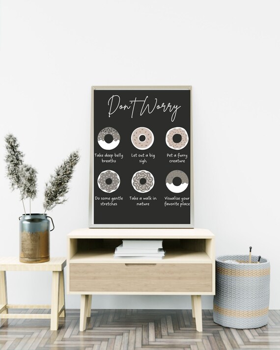 Donut Worry Poster Therapy Office Decor Counseling Office - Etsy