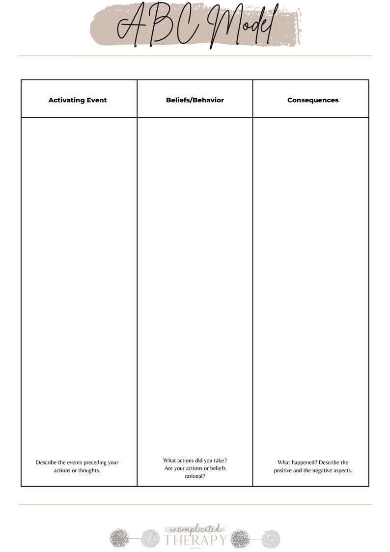 ABC Model|therapy Worksheets|counseling Resources|psychology|social ...