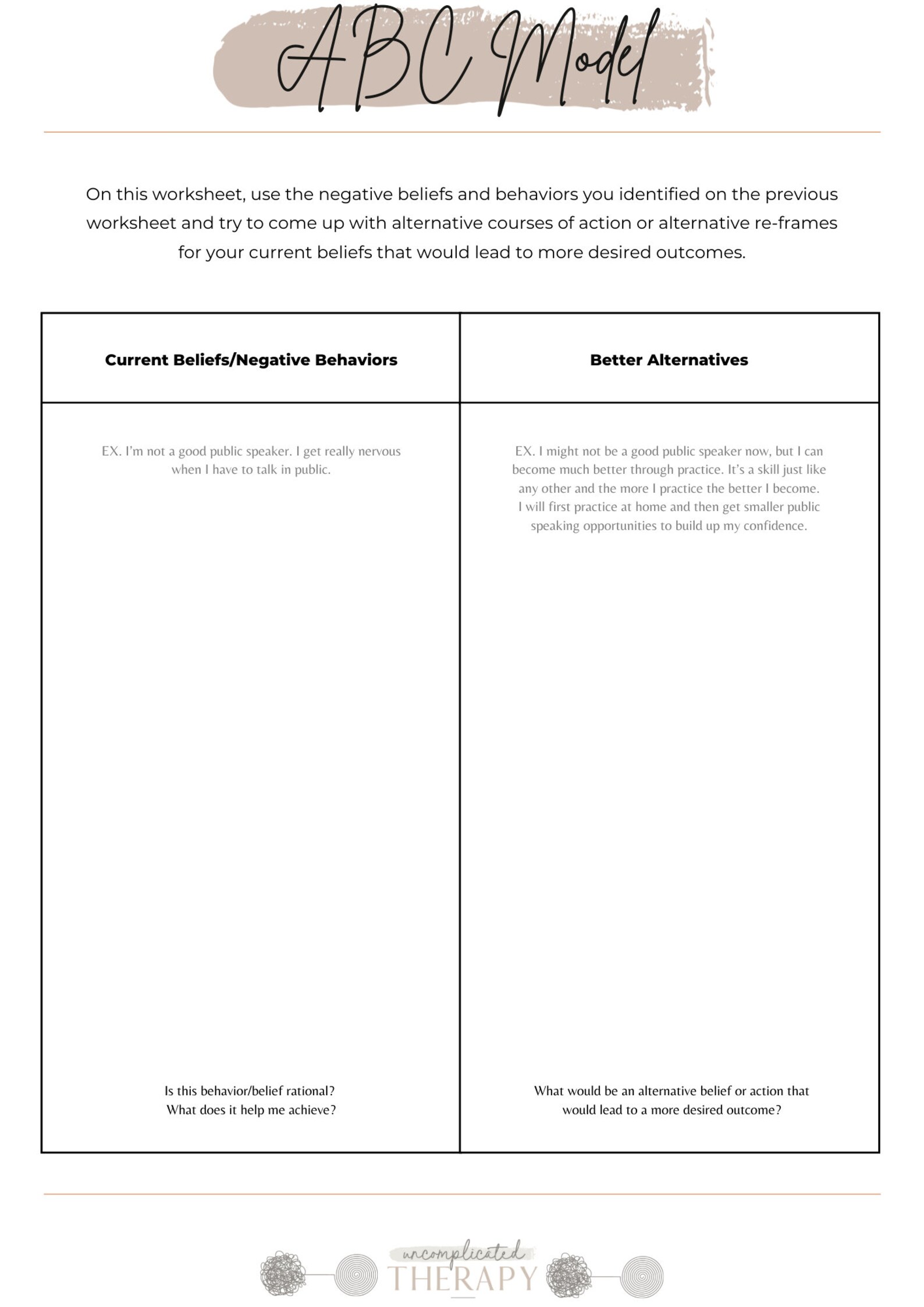 ABC Model|therapy Worksheets|counseling Resources|psychology|social ...