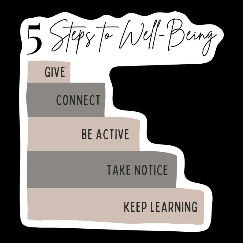 5 Steps to Well-being Therapy Sticker|mental Health Sticker|waterproof ...