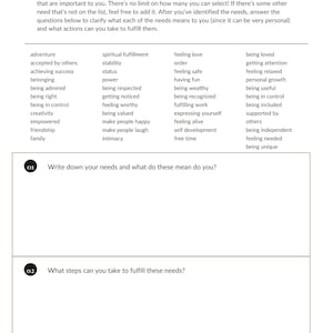 Core Needs|therapy Worksheets|counseling Resources|psychology|cbt ...