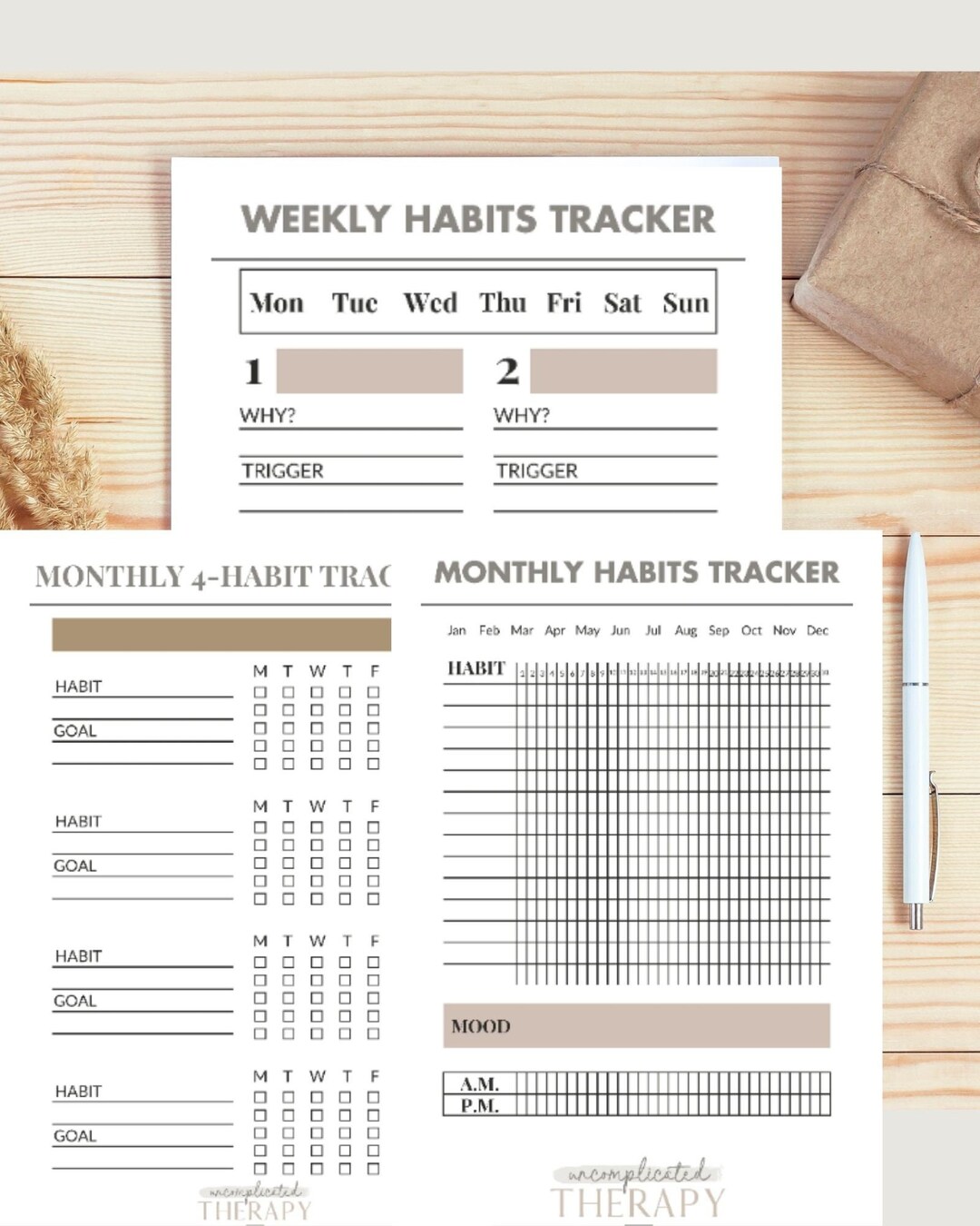 77 Pg Habit Tracker Bundle|therapy Worksheets|counseling Resources ...