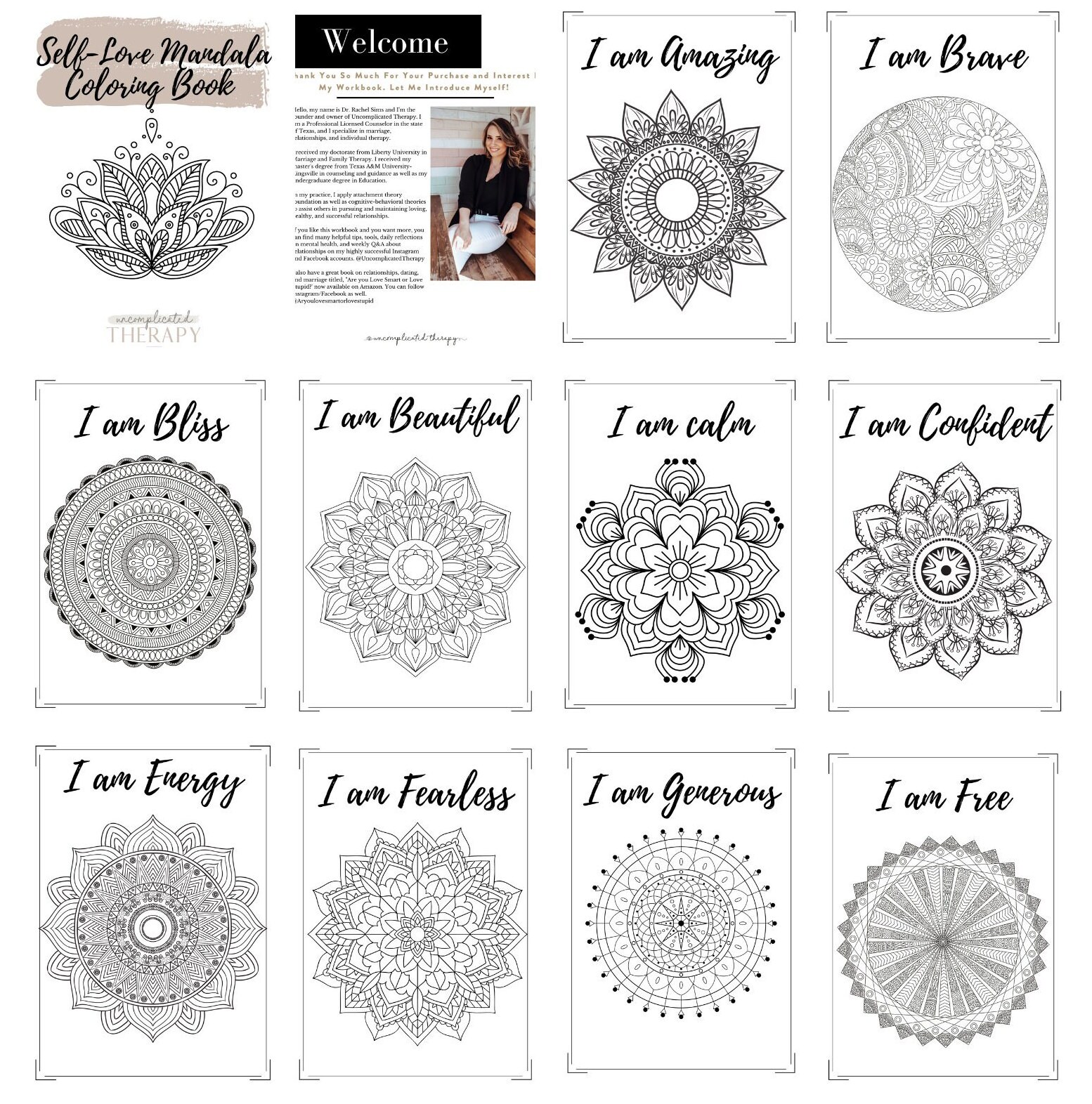 34 Pg CANVA Self-love Mandala Coloring Book for Anxiety|therapy ...