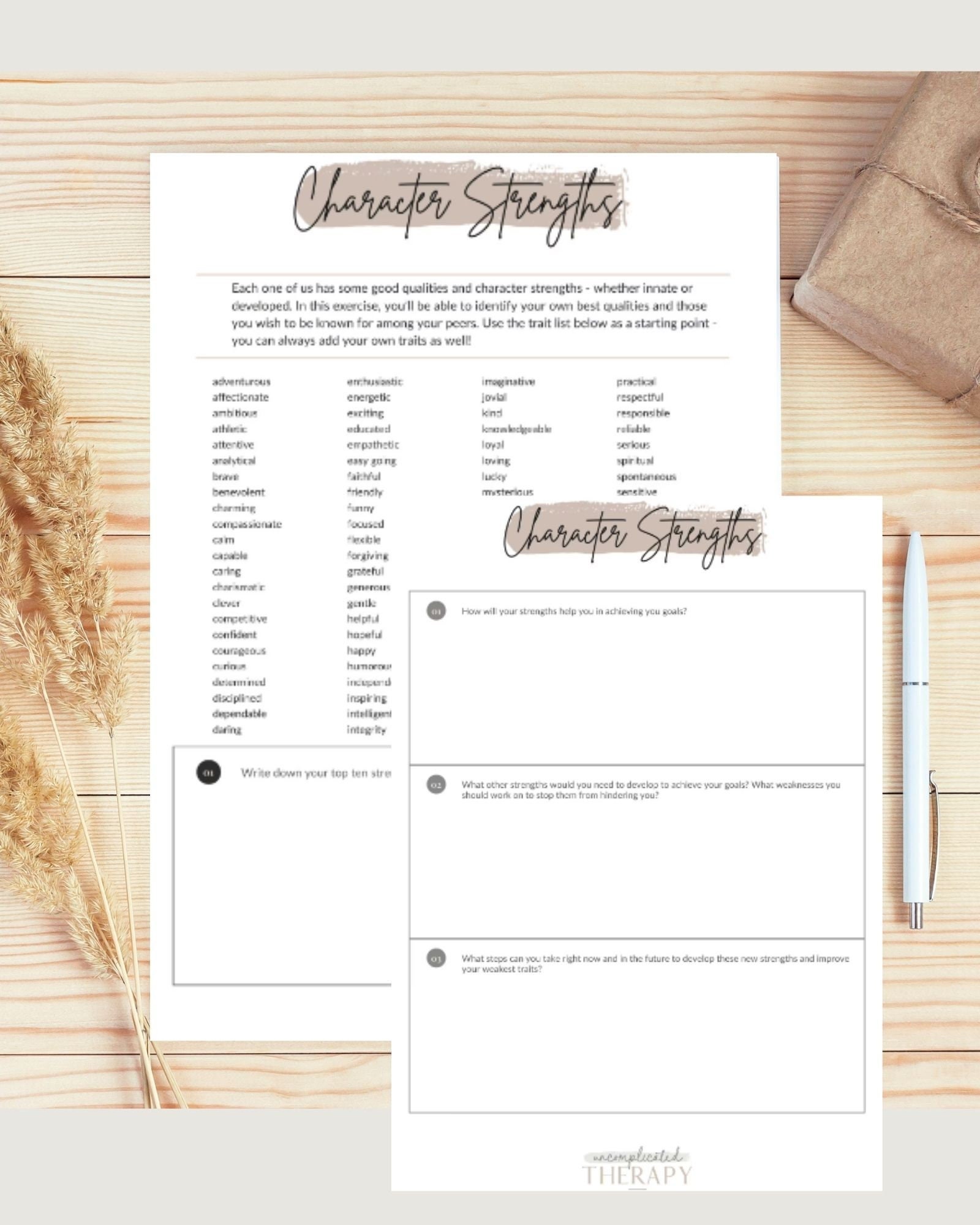 Character Strengths Worksheets (2) For Therapists, Counselors, Coaches ...