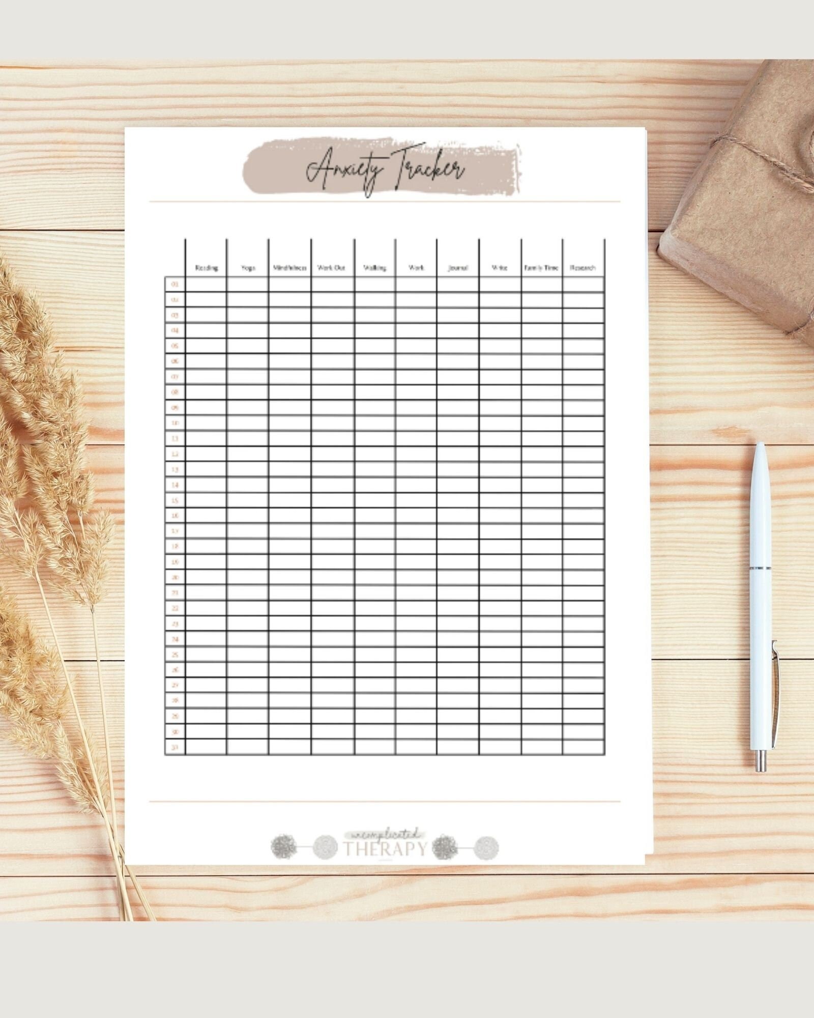 Anxiety Tracker Worksheet For Therapists, Counselors, & Coaches ...