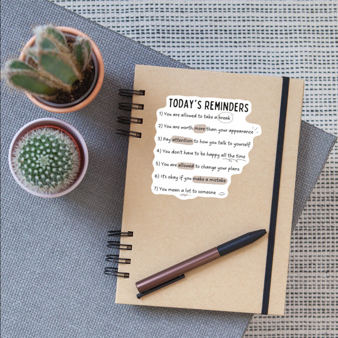 Today's Reminders Affirmations Therapy Sticker|mental Health Sticker ...