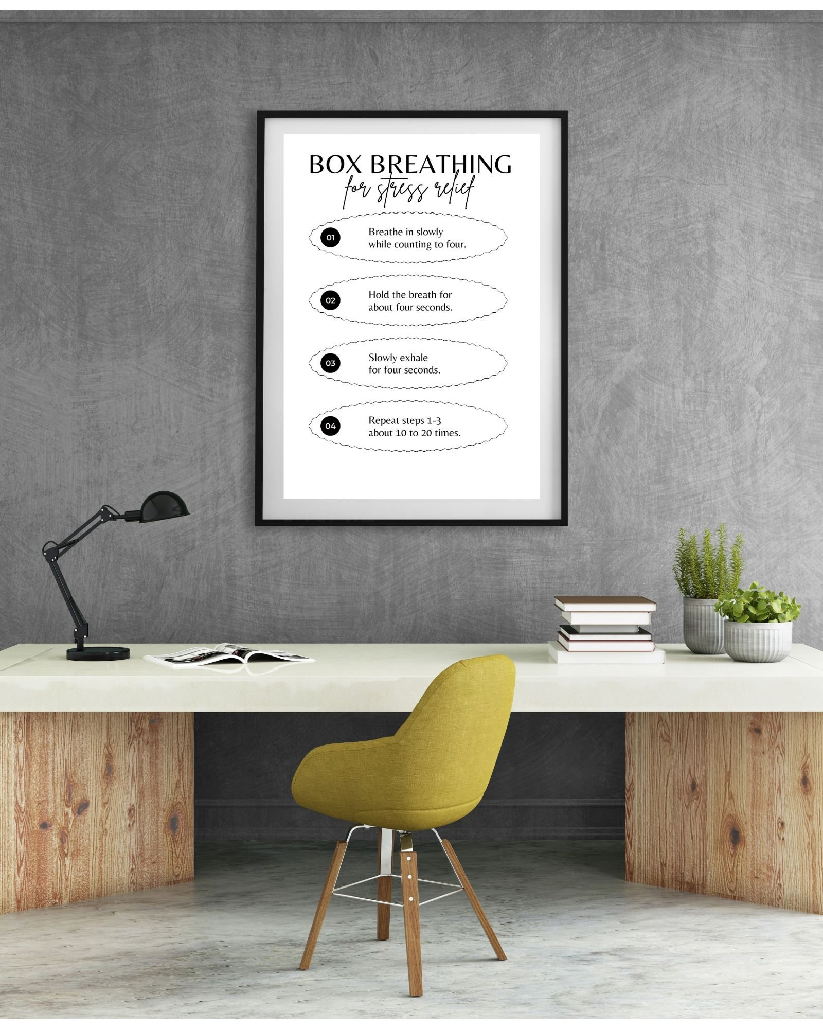 Box Breathing for Stress Mental Health Digital Print Postertherapy ...