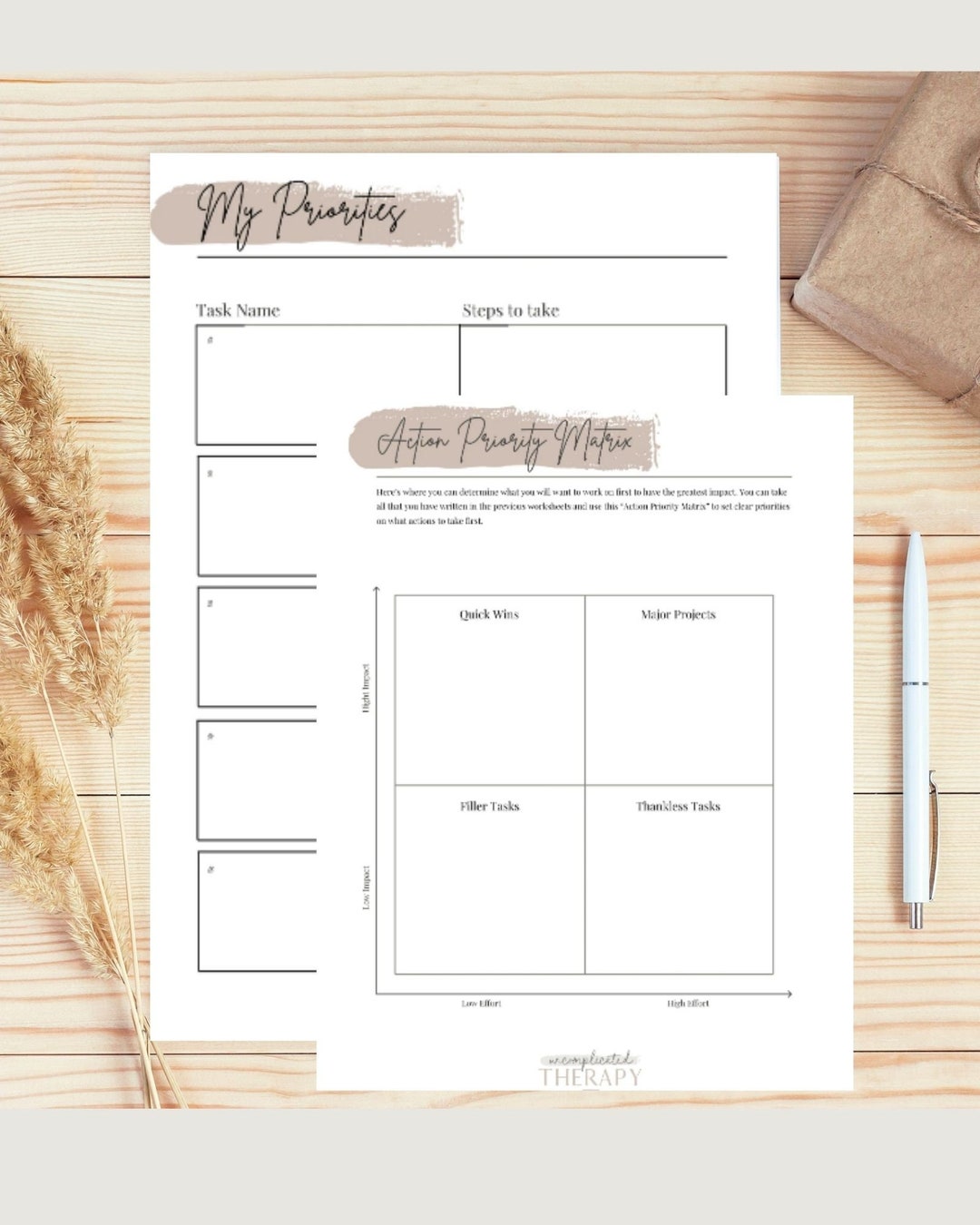 Action Priority & Matrix|therapy Worksheets|counseling Resources ...