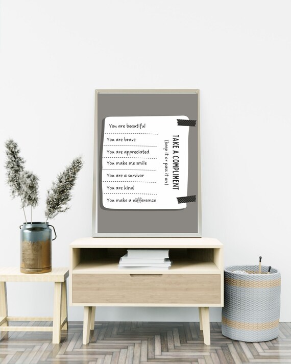 Take A Compliment Poster Therapy Office Decor Counseling - Etsy