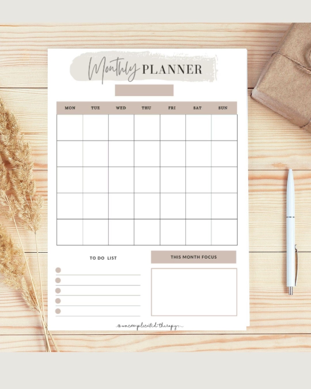 Productive Monthly Calendar |therapy Worksheets|counseling Resources ...