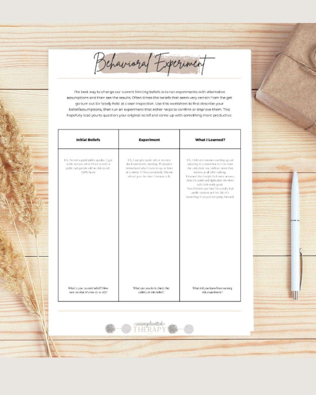 Behavioral Experiment|therapy Worksheets|counseling Resources ...