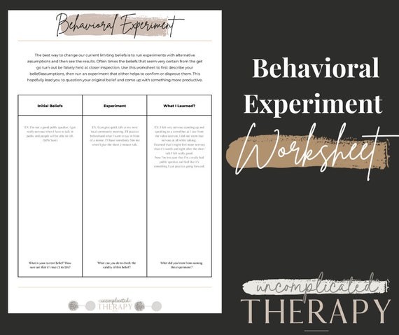 Behavioral Experiment Worksheet for Therapists Counselors & | Etsy