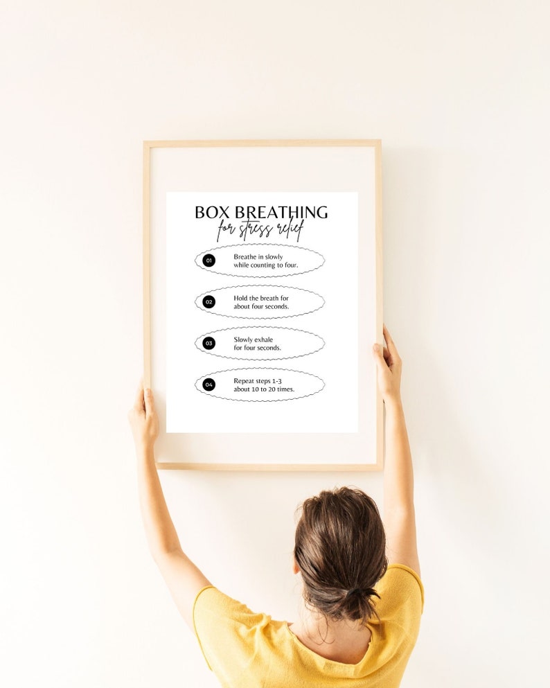 Box Breathing for Stress Mental Health Digital Print Postertherapy ...