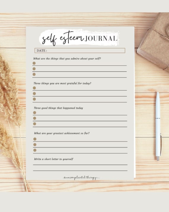Self-esteem Journal therapy Worksheetscounseling - Etsy