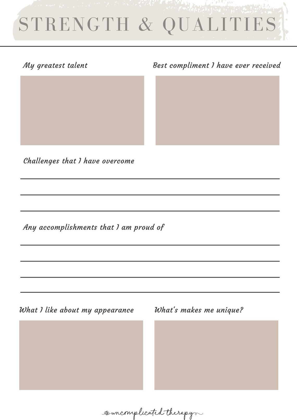 Strengths & Qualities Exploration|therapy Worksheets|counseling ...