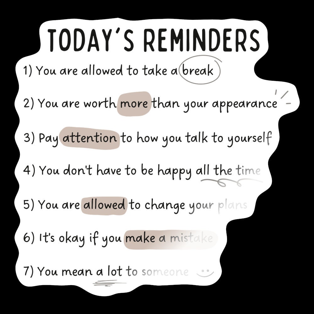 Today's Reminders Affirmations Therapy Stickermental - Etsy