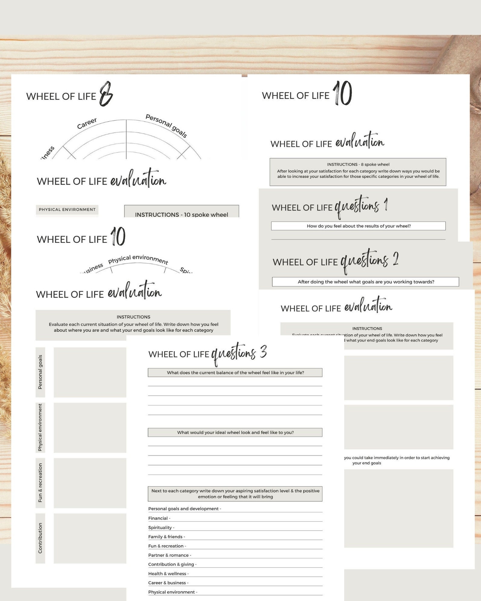 Wheel of Life Tracker: Self-reflection Goal Worksheets (printable PDF ...