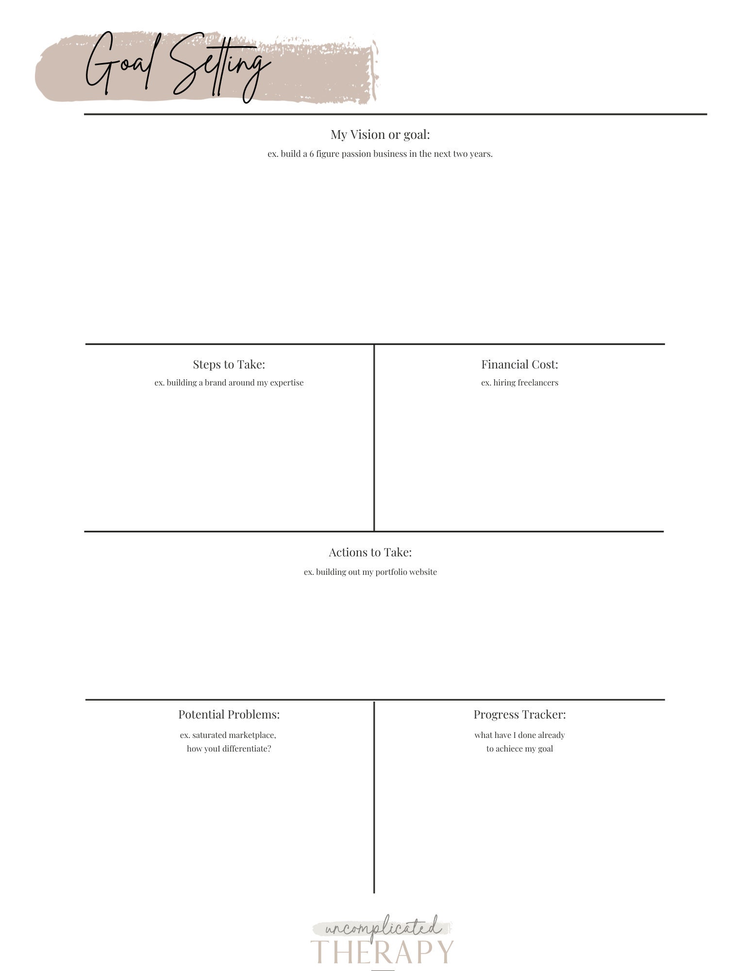 Goal Setting|therapy Worksheets| Counseling Resources |psychology ...