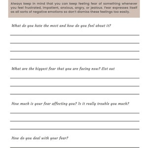 Identifying Your Fears|therapy Worksheets|counseling Resources ...