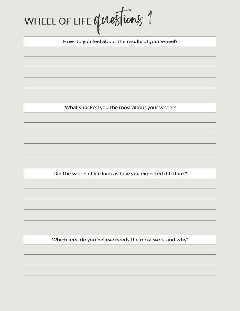 Wheel of Life Tracker: Self-reflection Goal Worksheets (printable PDF ...