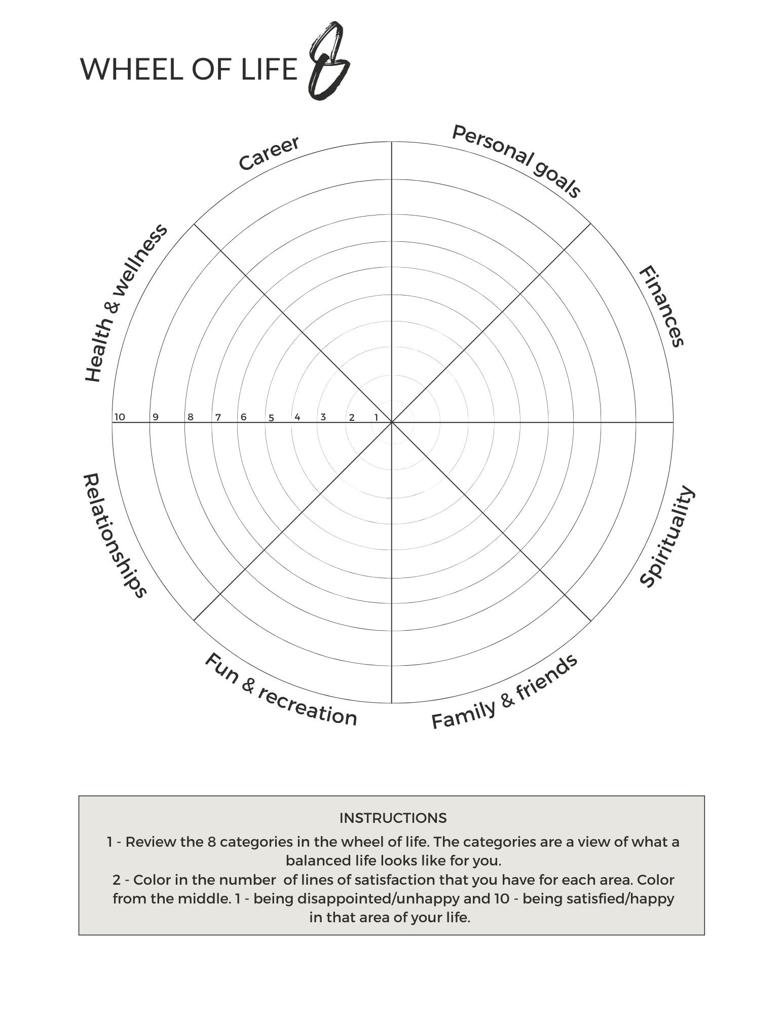 Wheel of Life Tracker: Self-reflection Goal Worksheets (printable PDF ...